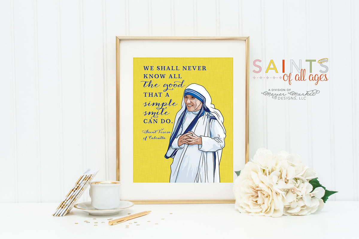 Mother Teresa of Calcutta poster print. Mother Teresa Portrait art. Nu ...