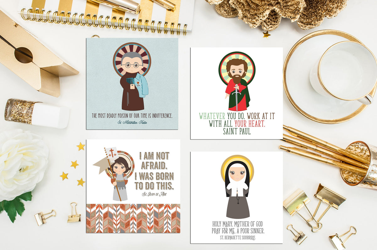 Set of 12 - 3" Saint Stickers. Kids Saint Stickers. First Communion. H ...